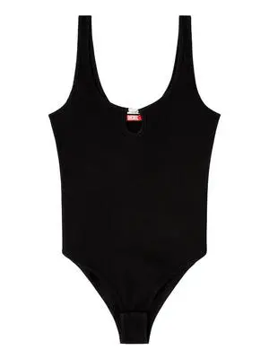 DIESEL® Ribbed Stretch Scoop Neck Cut-out Tail Top - Nero