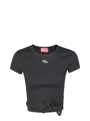 DIESEL® DIESEL Ribbed Crewneck T-Shirt With Tie Detail