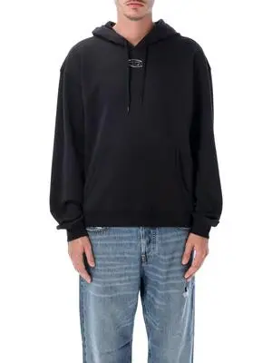 DIESEL® Hooded Sweatshirt With Metallic Logo Detail - Nero