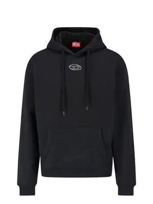 DIESEL® Regular Fit Hooded Sweatshirt With Logo - Black