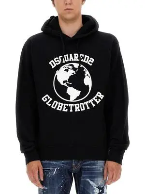 Dsquared2 Globetrotter Logo Hoodie - Black