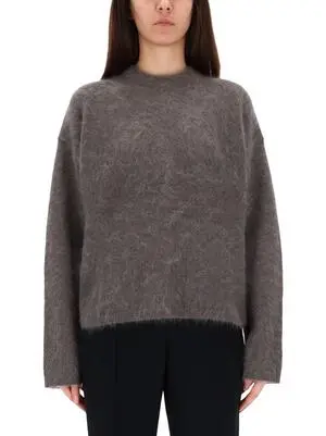 THE GARMENT Fuzzy Mohair Crewneck Sweater - Grey