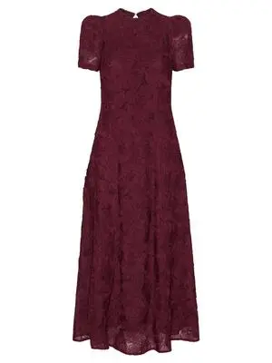 ROTATE BY BIRGER CHRISTENSEN Puffed Sleeve Round Neck Dress - Rosso