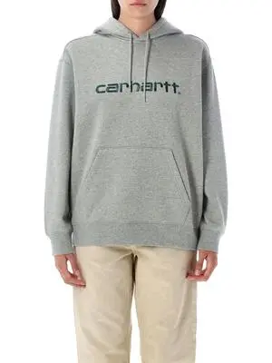 Carhartt Work In Progress Cotton Blend Hooded Sweatshirt With Embroidered Logo - Grey