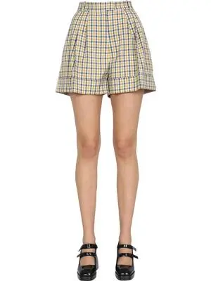 Baum Und Pferdgarten Plaid Pleated Shorts - Brown