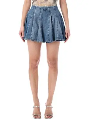 DIESEL® Denim Mini Skirt With Pleats - Blue