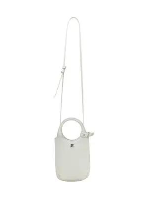 COURREGES Courrèges Mini Leather Handbag With Hoop Handle - Blanc Casse