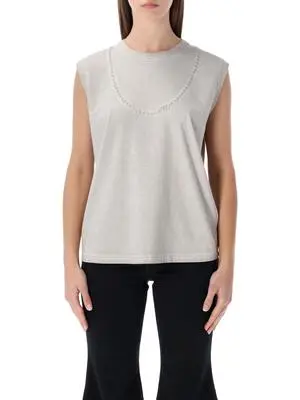 DIESEL® DIESEL Sleeveless Organic Cotton T-Shirt With 3D Chain Motif Grey Mist