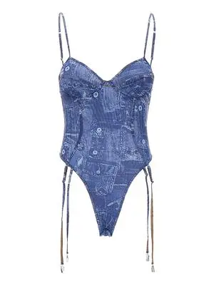 DIESEL® Denim Print Mini Bodysuit - Blu