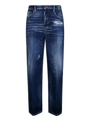 Dsquared2 Distressed Straight Leg Jeans - Blu