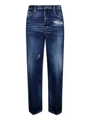 Dsquared2 Distressed Straight Leg Jeans - Blu