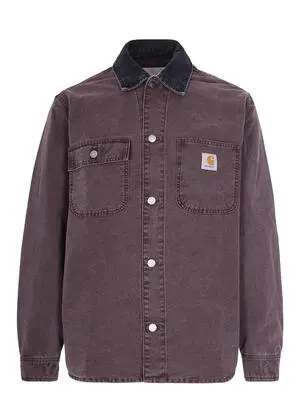 Carhartt Work In Progress Canvas Overshirt Jacket With Corduroy Collar - Palisander/black