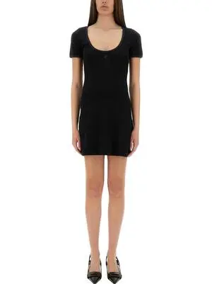 COURREGES Cotton Short Sleeve Mini Dress - Black