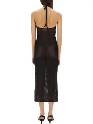 COURREGES Mesh Halterneck Maxi Dress - Black