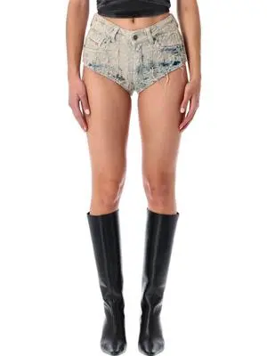 DIESEL® Distressed High-rise Denim Shorts - Blue