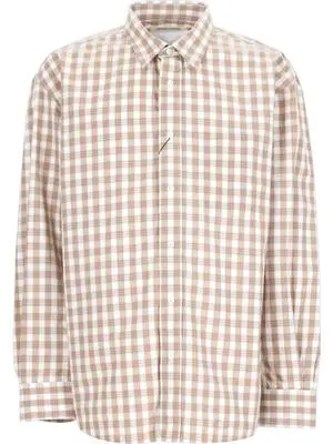 SUNFLOWER Sunflower Plaid Button-Up Shirt Beige