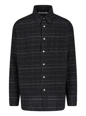 SUNFLOWER Sunflower Plaid Button-Up Shirt Black