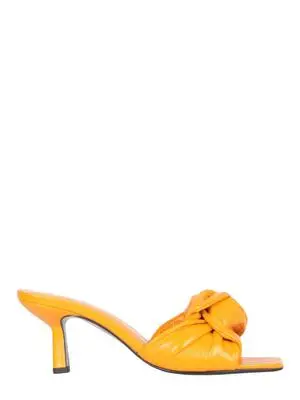 By Far Knot Detail Leather Mules - Orange