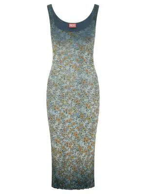 DIESEL® Ribbed Floral Print Mini Dress - Multicolor