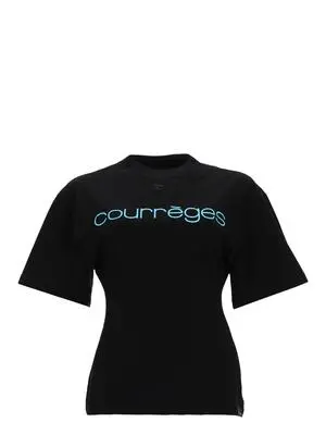 COURREGES COURREGES Fitted Graphic Logo T-Shirt Black