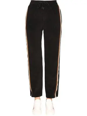 Dsquared2 Corduroy Cotton Blend Trousers With Side Stripes - Black