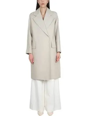 Max Mara MAX MARA Linen And Jersey Duster With Peaked Lapel Beige