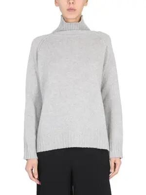 STEFANO MORTARI High Neck Ribbed Knit Sweater - Grey