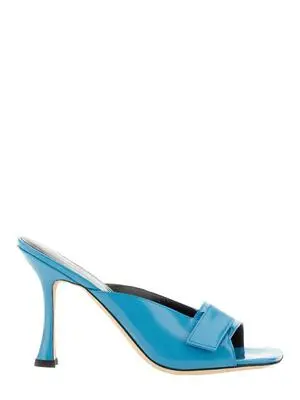 By Far Patent Leather High Heel Sandals - Azure
