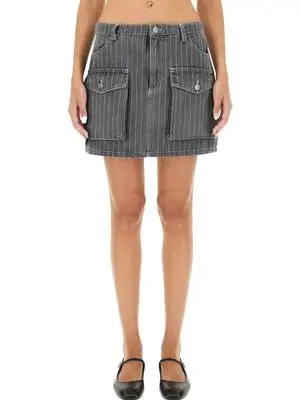 Baum Und Pferdgarten BAUM UND PFERDGARTEN Denim Cargo Skirt With Vertical Stripes Grey