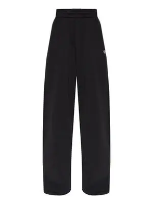 DIESEL® Loose-fitting Cotton Sweatpants With Embroidered Logo - Nero