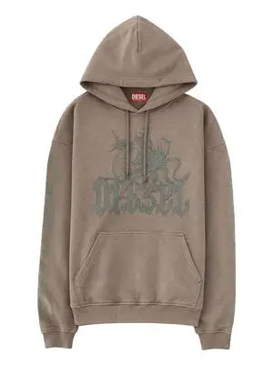 DIESEL® Graphic Print Cotton Blend Hoodie - Brown