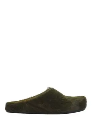 Marni Fussbett Mini Sabot Sandals With Calf Hair - Green