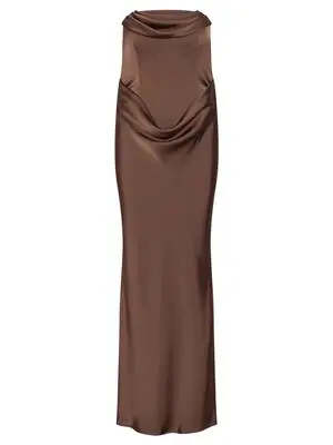 ROTATE BY BIRGER CHRISTENSEN ROTATE Structured Bodice Long Dress With Back Zip Closure Marrone