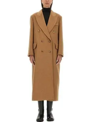 Max Mara Camel Wool Double Breasted Coat - Beige