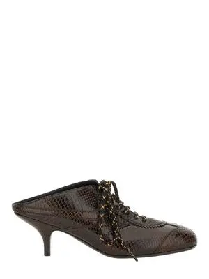 Dries Van Noten Leather Mules With Lace-up Detailing - Brown