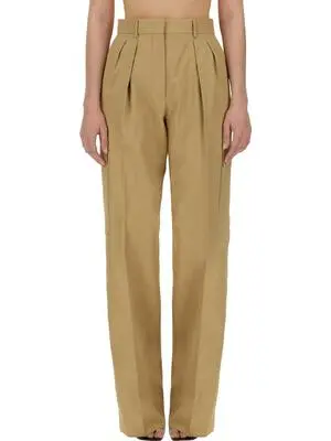 Sportmax Jacopo Pleated Cotton Blend Trousers - Beige