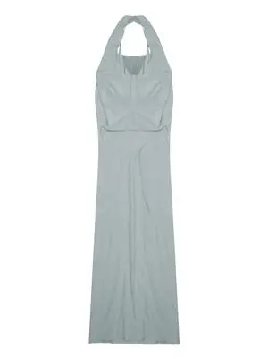 ALYSI Halterneck Maxi Dress In Silk - Grey
