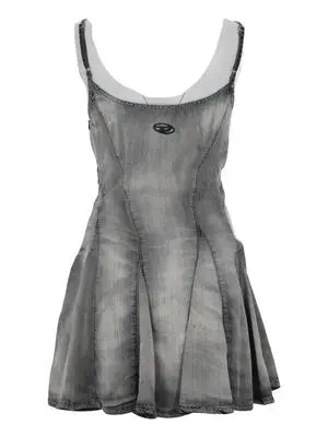 DIESEL® Denim Mini Dress With Logo Detail - Grey