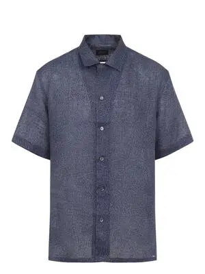 Brioni Short-sleeve Linen Shirt - Blue