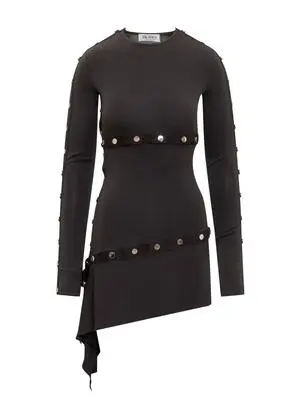 Attico THE ATTICO "Chic Mini Suit Dress" - Cotton Shirt Dress With Drawstring Hem Black