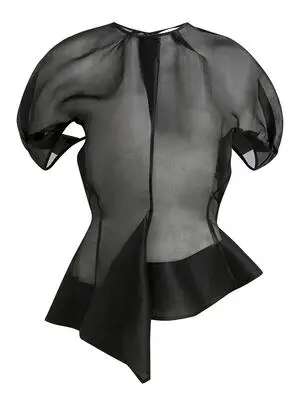 Khaite Asymmetrical Silk Mini Top - Nero