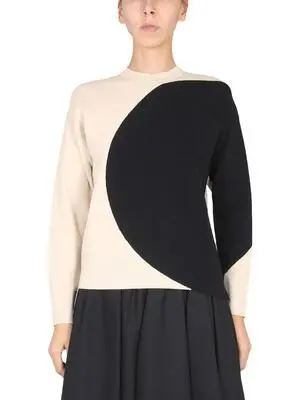 Tory Burch Cashmere Crewneck Sweater With Asymmetrical Design - Multicolour