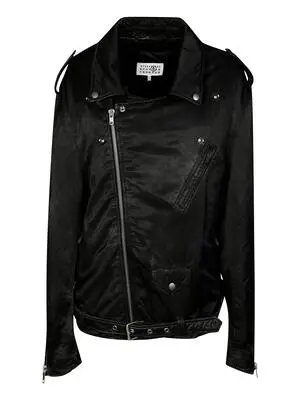 MAISON MARGIELA Washed Cotton Biker Jacket - Nero