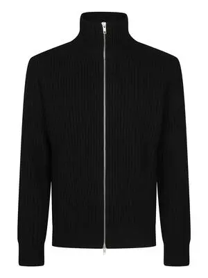 MAISON MARGIELA Zip-up Ribbed Knit Sports Jacket - Nero