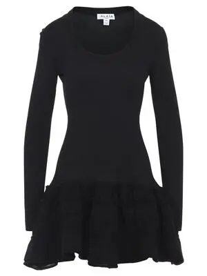AZZEDINE ALAIA Wool Crinoline Dress With Ruffled Hem - Black