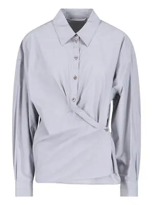 LEMAIRE Straight Collar Twisted Shirt In Washed Cotton Silk - Grey