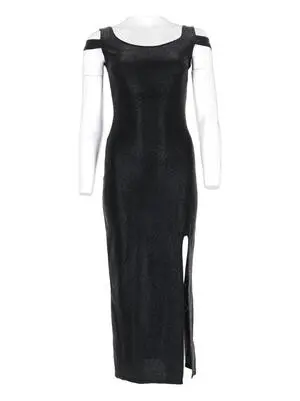 JOSHE Cut-out Shoulder Maxi Dress With Slit - Black