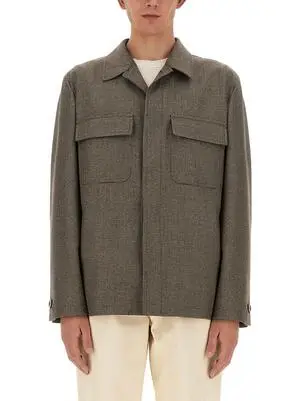 LARDINI Wool And Cashmere Blend Shirt Jacket - Brown