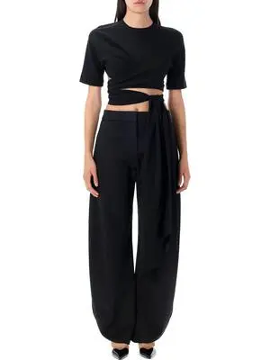 ALAÏA Alaia Wrap Cropped Top And Wide-Leg Pants Set