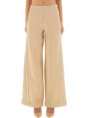 Max Mara MAX MARA Wide Leg Cotton Pants Beige